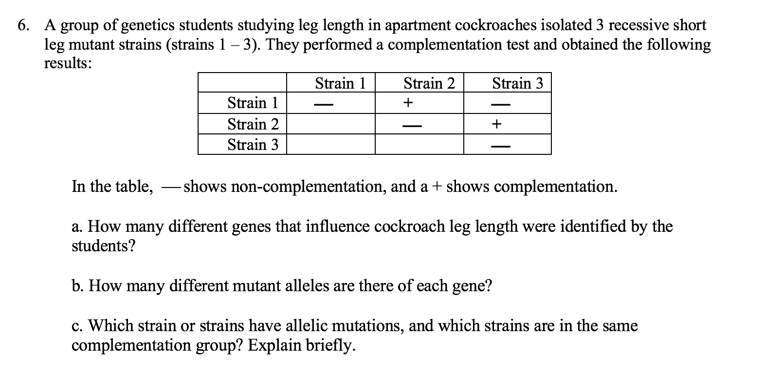 Solved 6. A group of genetics students studying leg length | Chegg.com