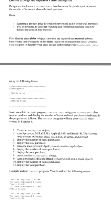 Solved i Design and implement a CashRegister class that | Chegg.com