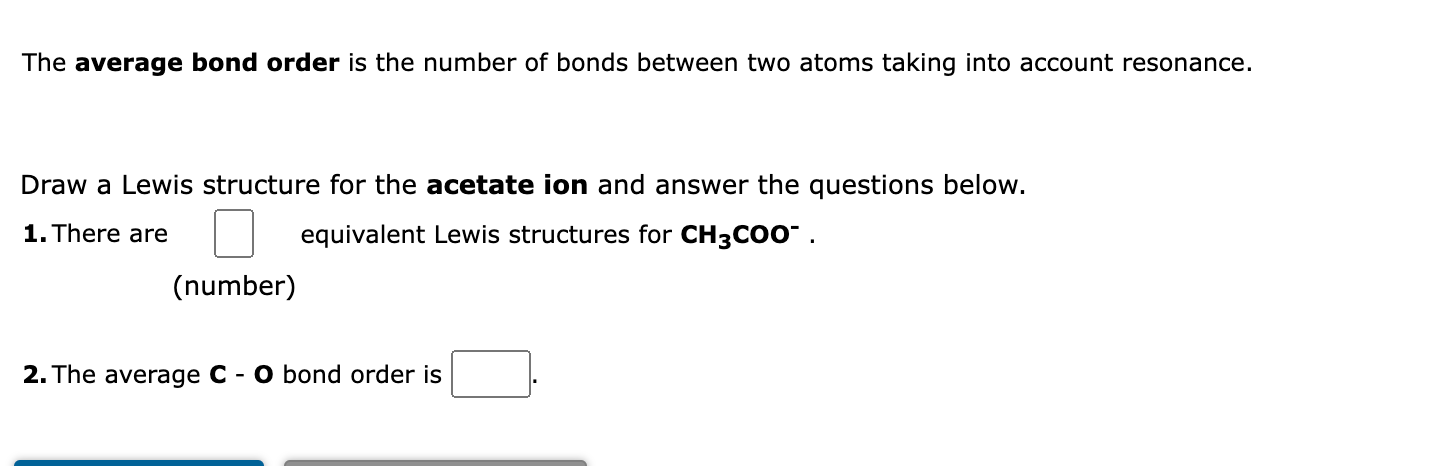 Solved The average bond order is the number of bonds between | Chegg.com