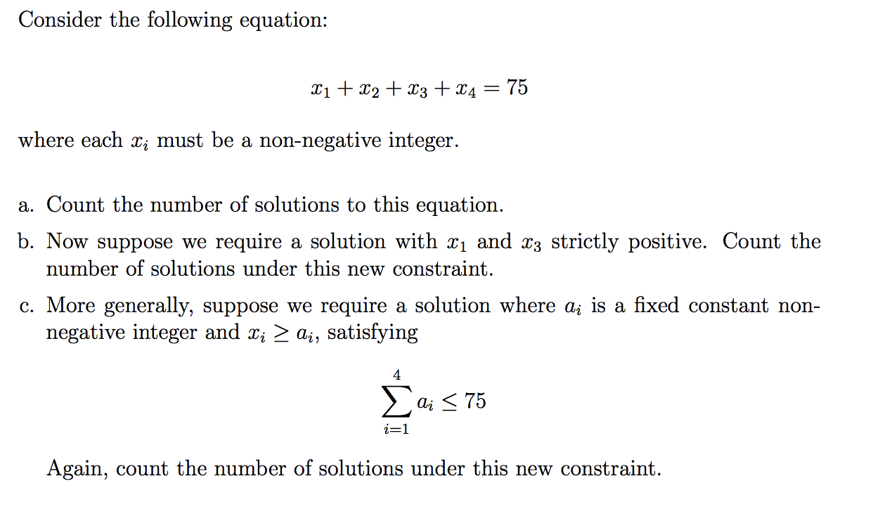 Solved Consider the following equation: X1 + x2 + x3 + x4 = | Chegg.com