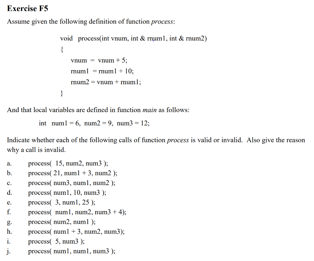 Solved Exercise F5 Assume given the following definition of | Chegg.com