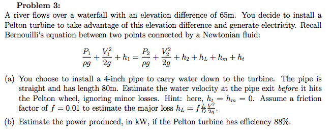 Solved Problem 3: A river flows over a waterfall with an | Chegg.com