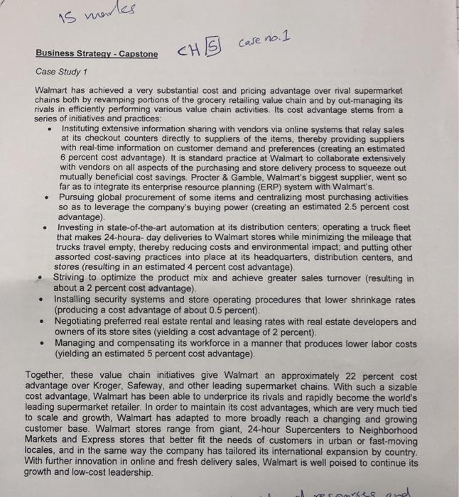 Solved Study the Case Study ‘How Walmart managed its value | Chegg.com