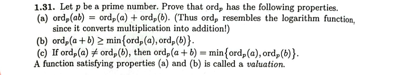 Solved 1.31. Let p be a prime number. Prove that ord p has | Chegg.com