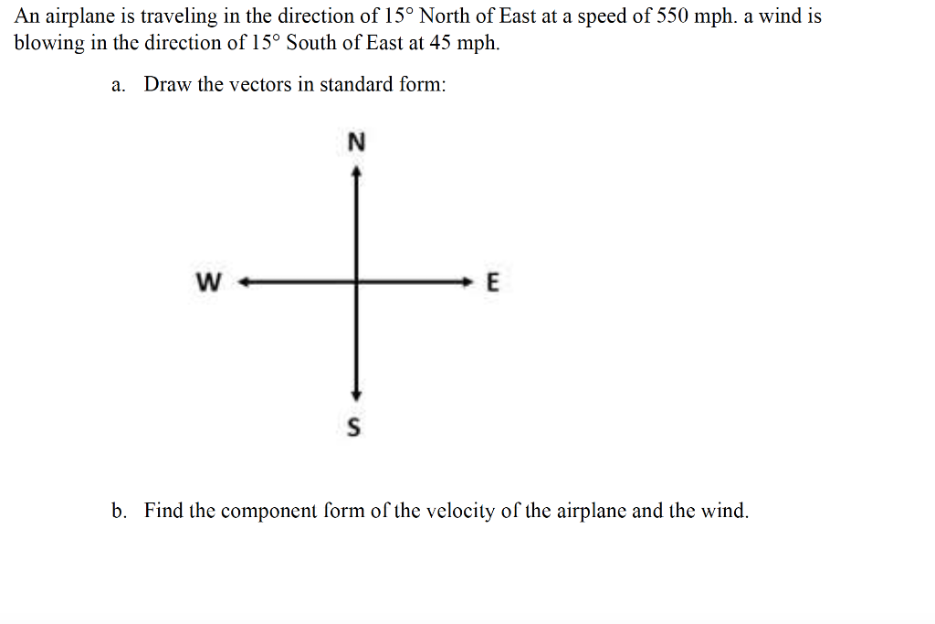 Solved An airplane is traveling in the direction of 15° | Chegg.com
