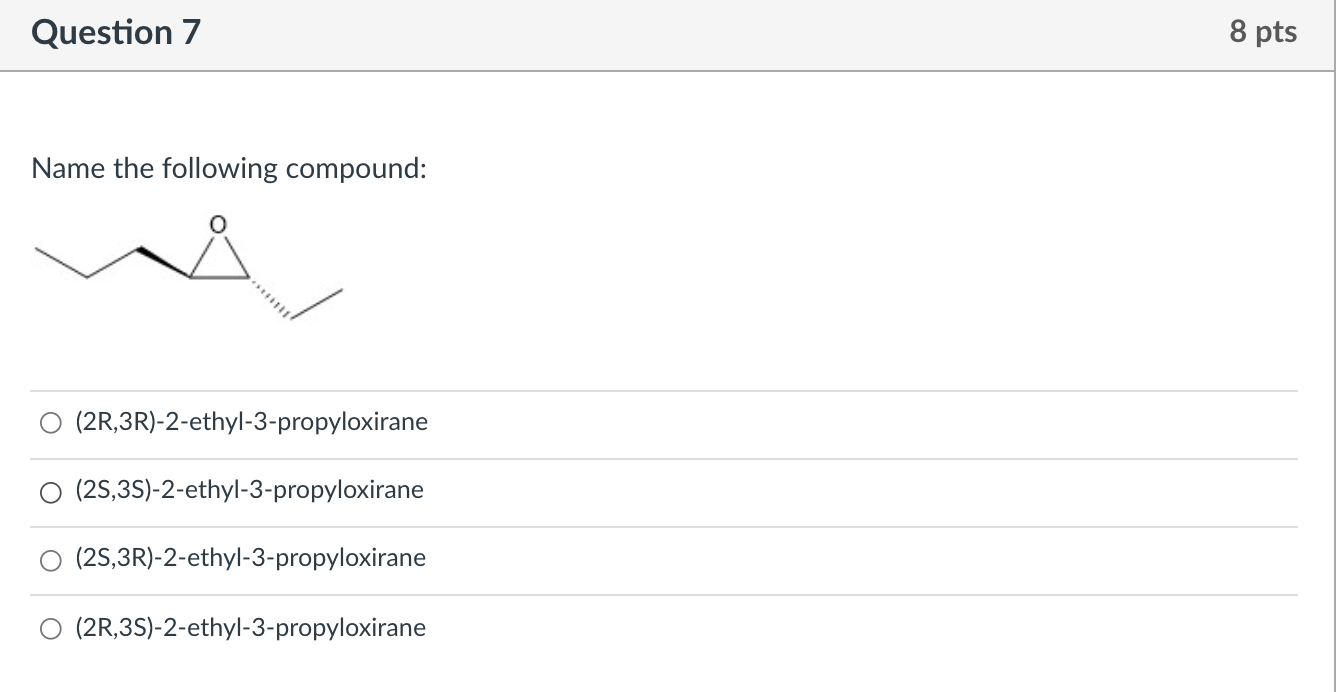 Solved Question 7 8 pts Name the following compound: | Chegg.com