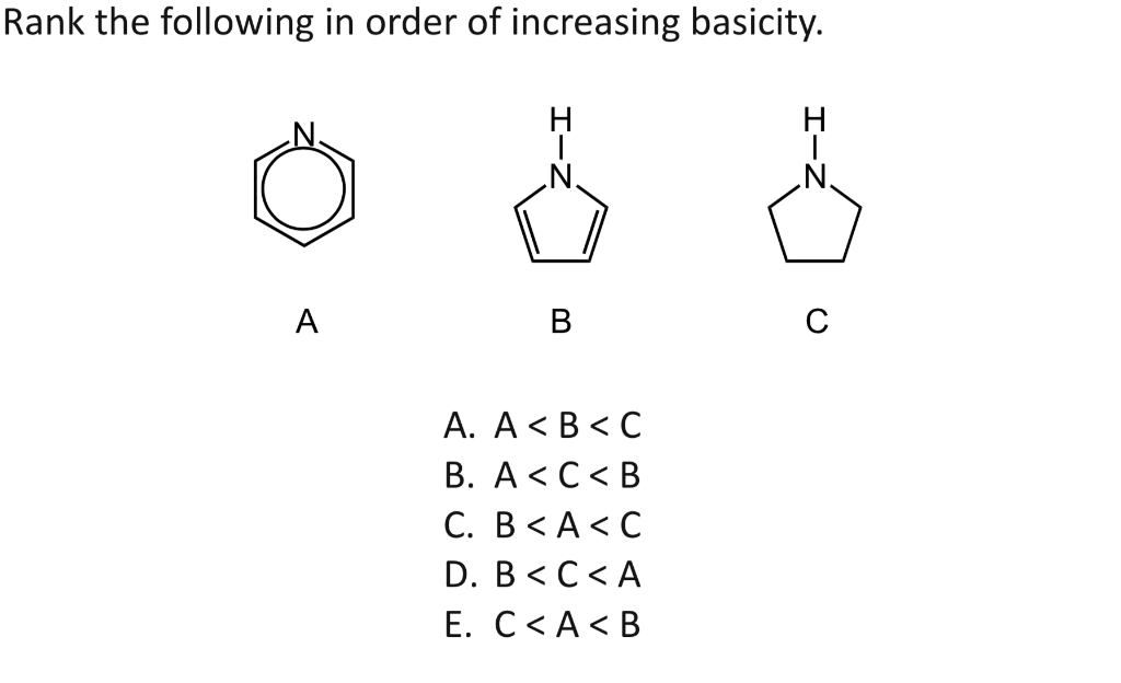 Solved Rank the following in order of increasing basicity. | Chegg.com