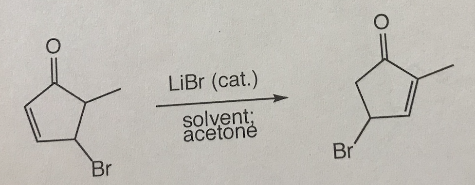 Solved LiBr (cat.) solvent; acetoné Br | Chegg.com