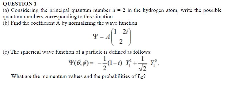 Solved QUESTION 1(a) ﻿Considering the principal quantum | Chegg.com