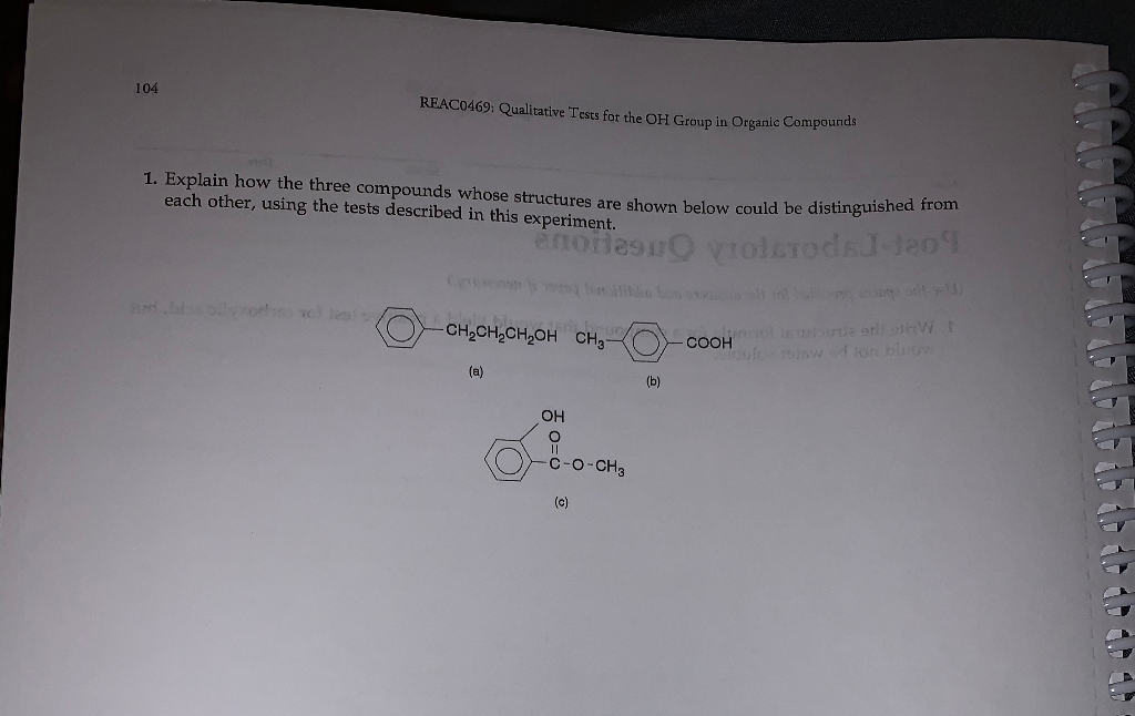 Solved The tests were acidity test, solubility test, | Chegg.com