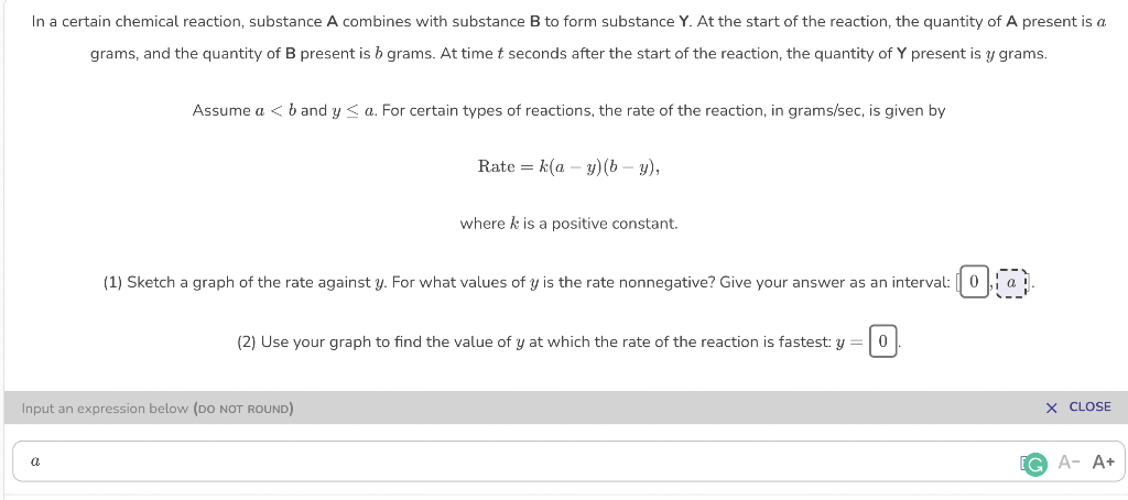 Solved In a certain chemical reaction, substance A combines | Chegg.com