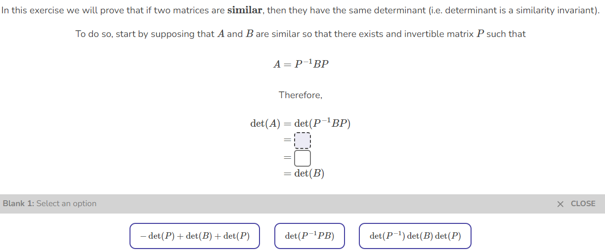 Solved this exercise we will prove that if two matrices are | Chegg.com