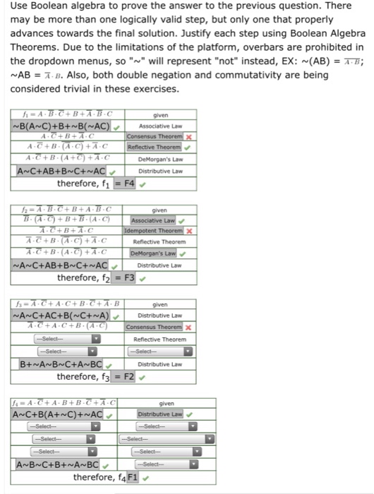 Solved Use Boolean algebra to prove the answer to the | Chegg.com