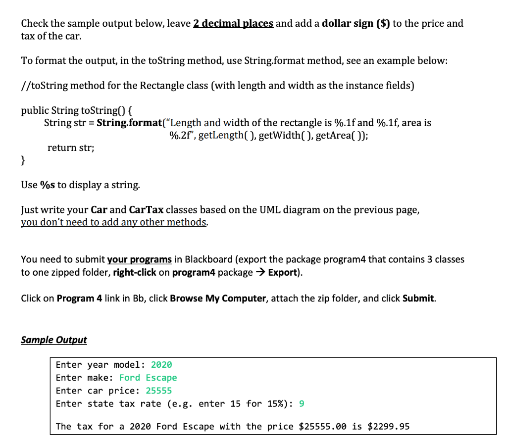 Solved Write a class named Car that has three fields: | Chegg.com