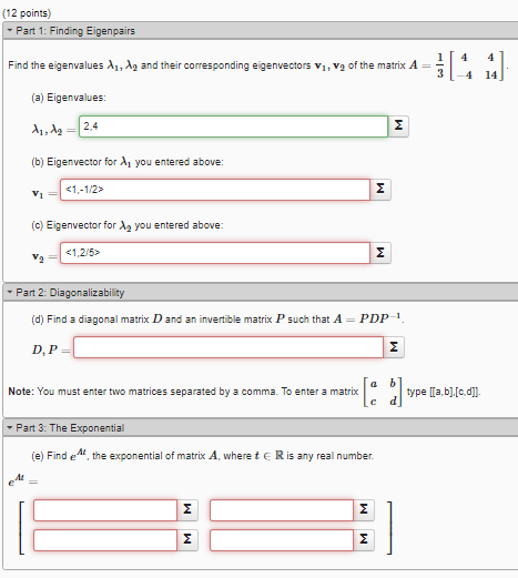 Solved (12 points) - Part 1: Finding Eigenpairs Find the | Chegg.com