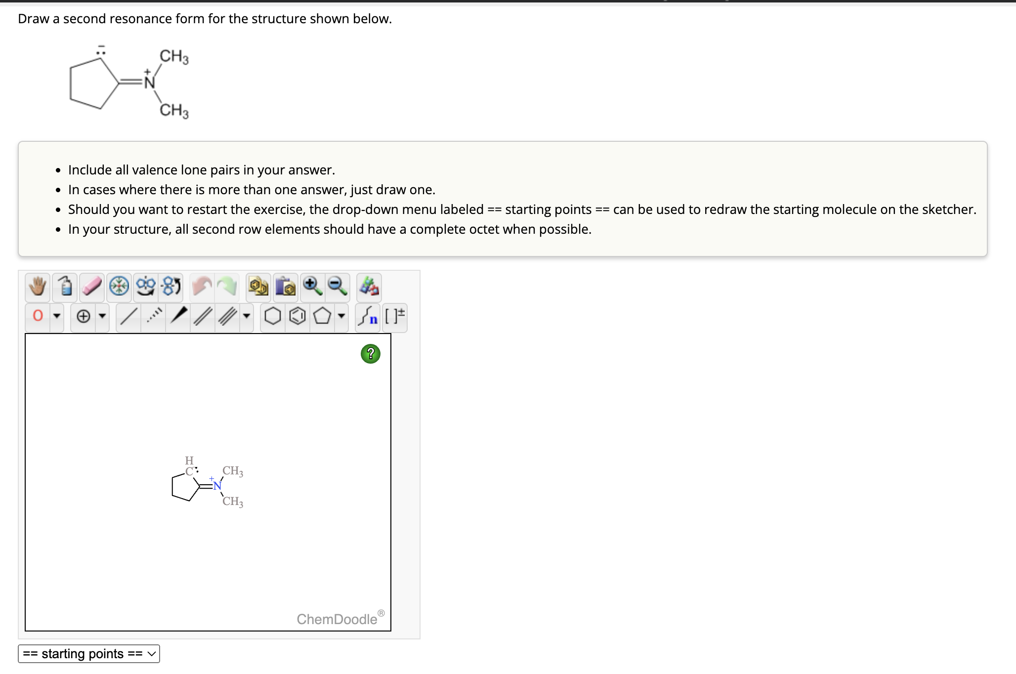 Solved Draw a second resonance form for the structure shown | Chegg.com