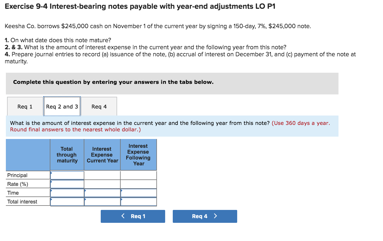 Solved Exercise 9-4 Interest-bearing notes payable with | Chegg.com