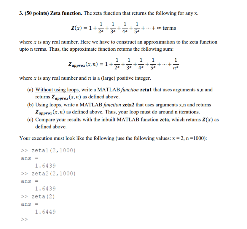 Solved + + + ny 3. (50 points) Zeta function. The zeta | Chegg.com
