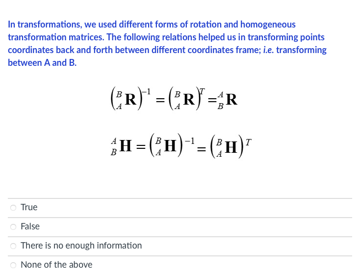 Solved In transformations, we used different forms of | Chegg.com