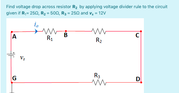 Solved Find voltage drop across resistor R2 by applying | Chegg.com