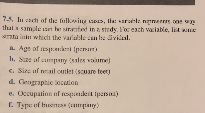Solved 7.5. In each of the following cases, the variable | Chegg.com