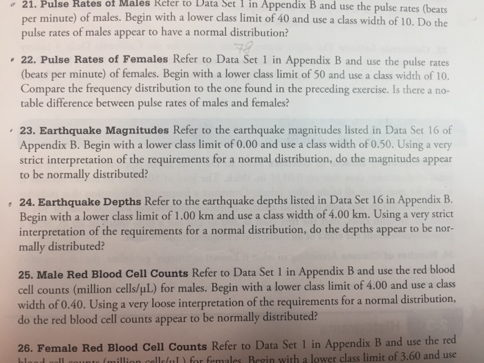 Pulse Rates of Males Refer to Data Set 1 in Appendix | Chegg.com