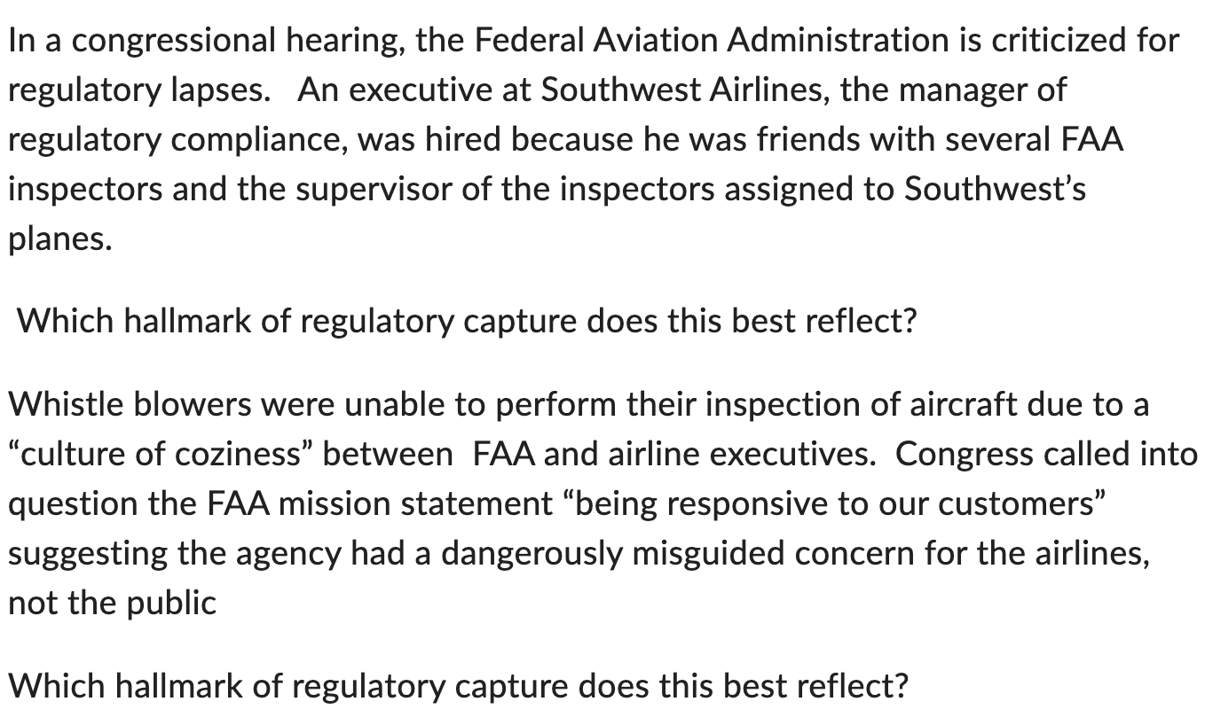 Solved In a congressional hearing, the Federal Aviation | Chegg.com