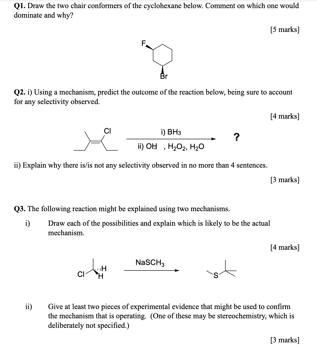 Solved Q1. Draw the two chair conformers of the cyclohexane | Chegg.com