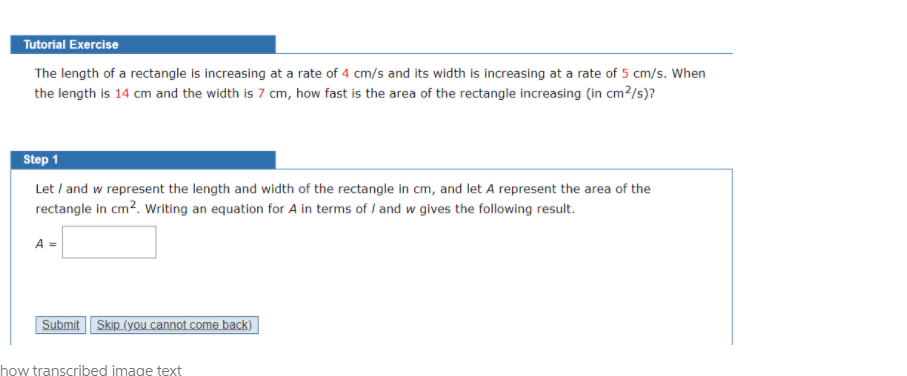 Solved Tutorial Exercise The length of a rectangle is | Chegg.com