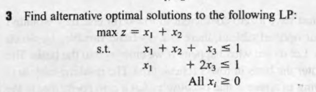Solved 3 Find alternative optimal solutions to the following | Chegg.com