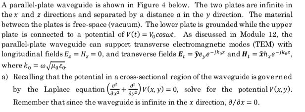 Solved A parallel-plate waveguide is shown in Figure 4 | Chegg.com
