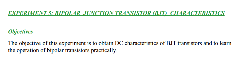 Solved EXPERIMENT 5: BIPOLAR JUNCTION TRANSISTOR (BJT) | Chegg.com