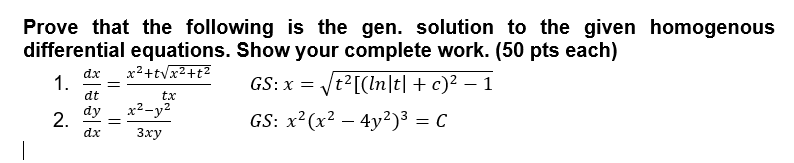 Solved Prove that the following is the gen. solution to the | Chegg.com