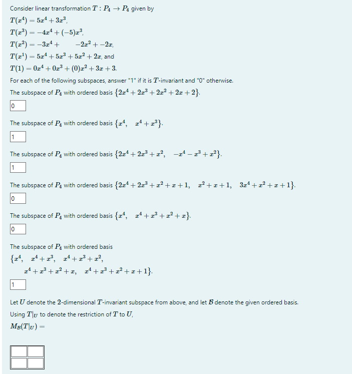 Consider linear transformation T:P4→P4 given by | Chegg.com