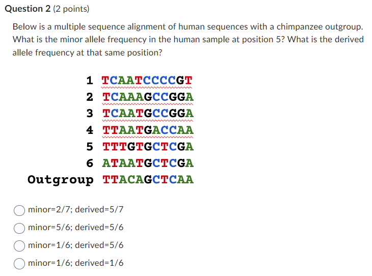 Solved Question 1 (2 points) Below is a multiple-sequence | Chegg.com