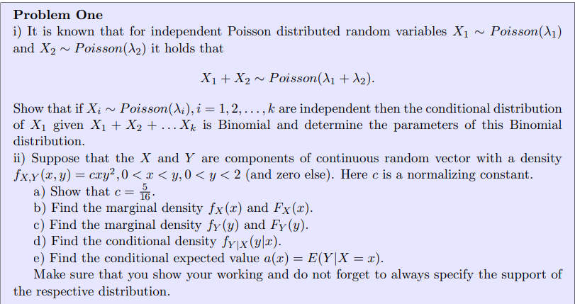 Solved Problem One i) It is known that for independent | Chegg.com