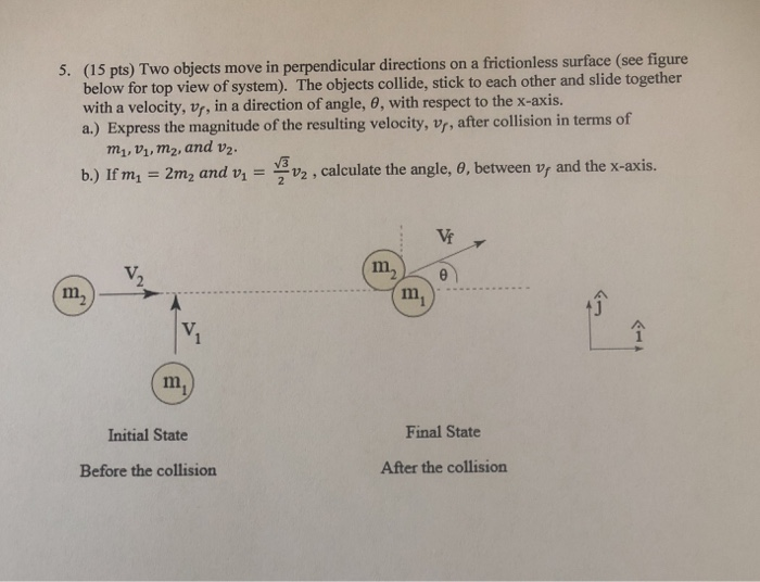 Solved 5. (15 pts) Two objects move in perpendicular | Chegg.com