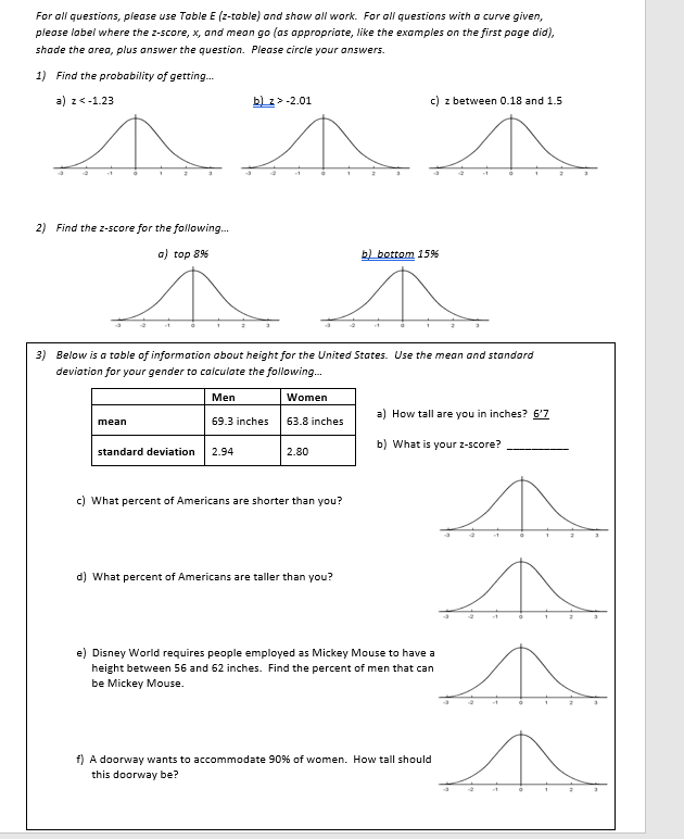 Solved For all questions, please use Table E (z-table) and | Chegg.com