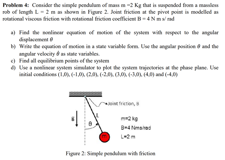 Solved Problem 4: Consider the simple pendulum of mass m -2 | Chegg.com