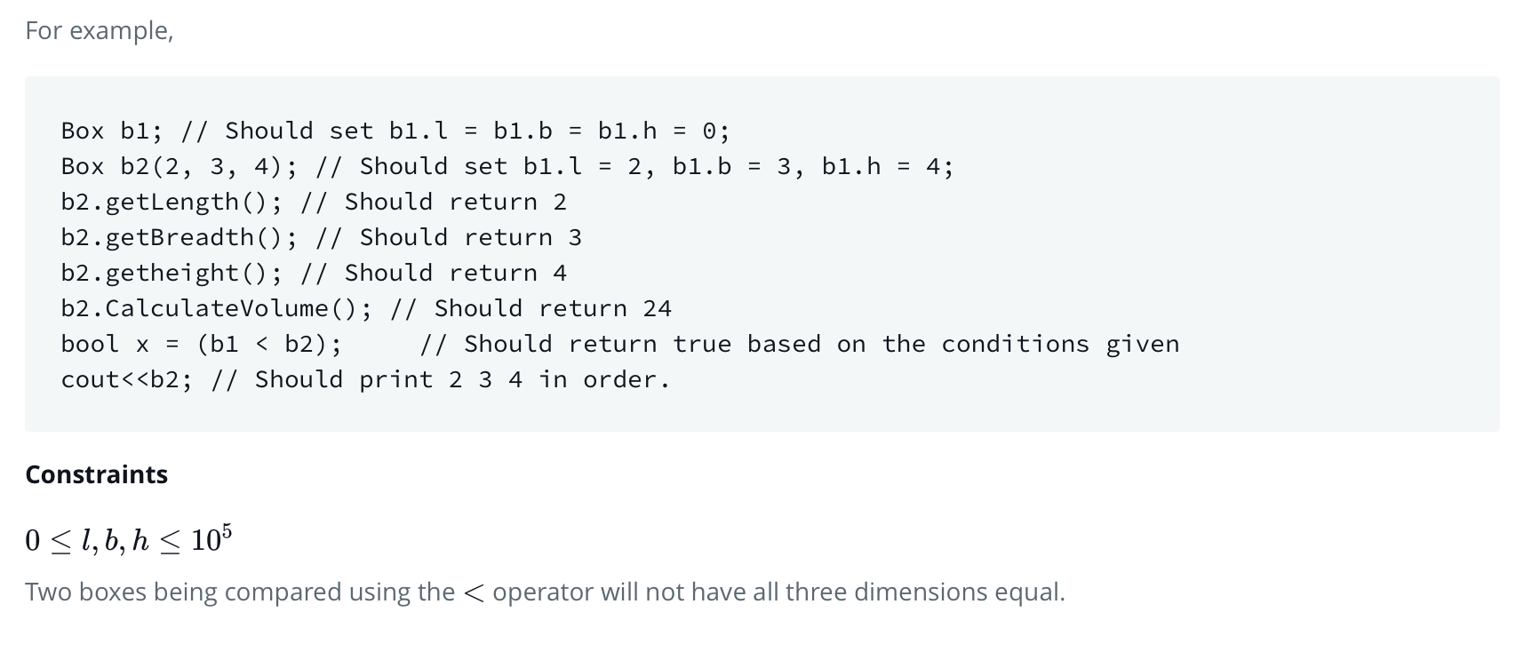 Solved Design A Class Named Box Whose Dimensions Are