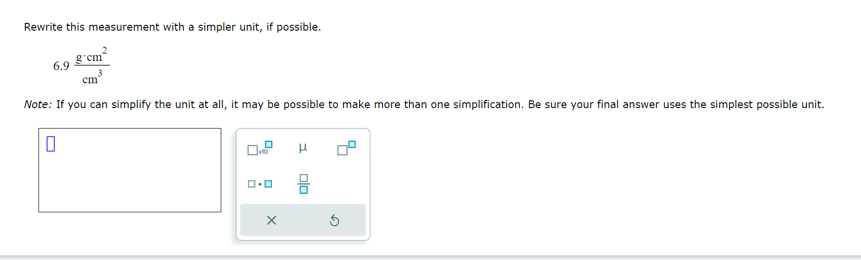 Solved Rewrite this measurement with a simpler unit, if | Chegg.com