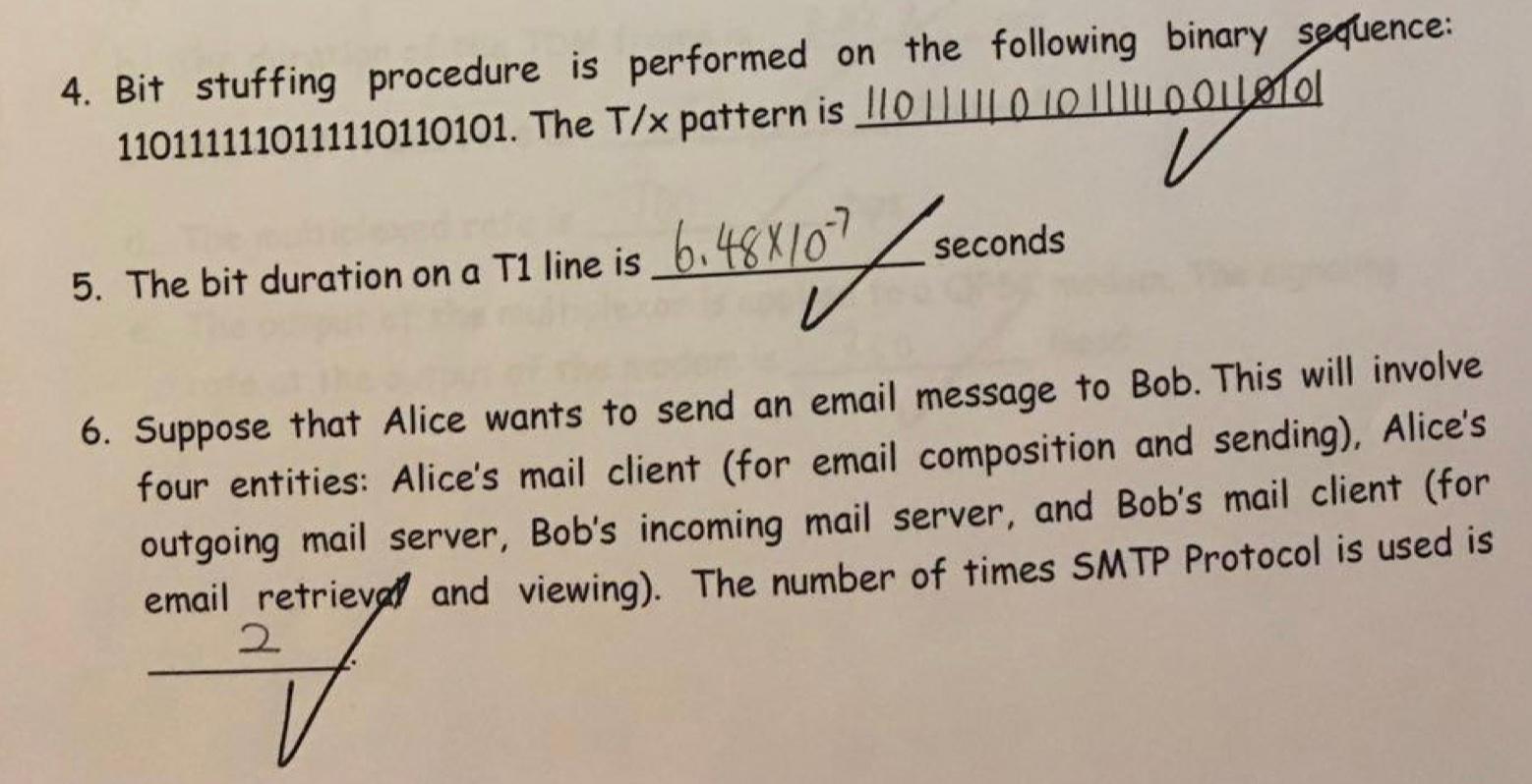 4. Bit stuffing procedure is performed on the | Chegg.com