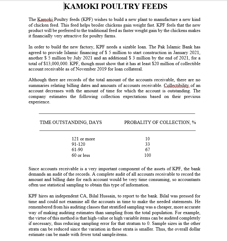 The Kamoki Poultry feeds (KPF) wishes to build a new | Chegg.com