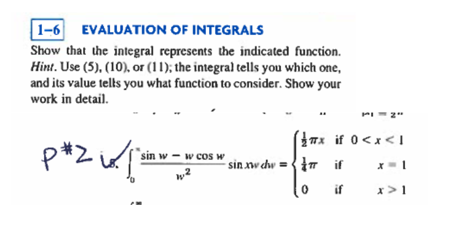 Solved 1-6 ﻿EVALUATION OF INTEGRALSShow that the integral | Chegg.com