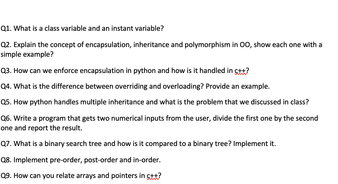 Solved Q1. What is a class variable and an instant variable? | Chegg.com