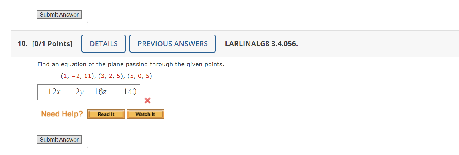 Solved Find an equation of the plane passing through the | Chegg.com