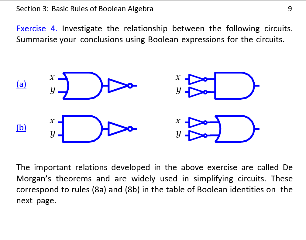 Solved Section 3: Basic Rules of Boolean Algebra 9 Exercise | Chegg.com