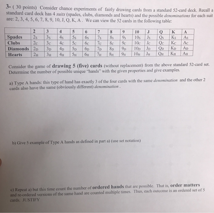 Solved 30 points) Consider chance experiments of fairly | Chegg.com