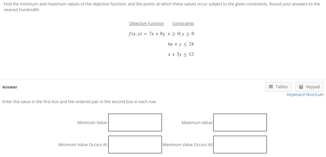 [solved] Find The Minimum And Maximum Values Of The Objec