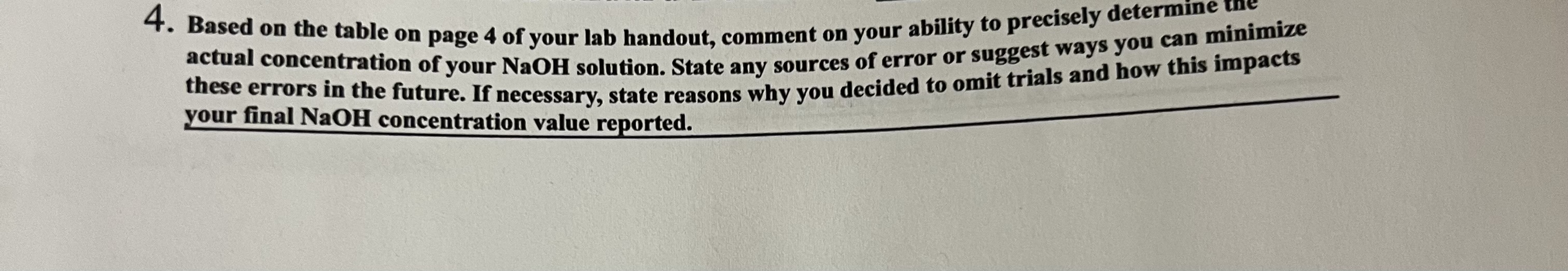 4. Based on the table on page 4 of your lab handout, | Chegg.com